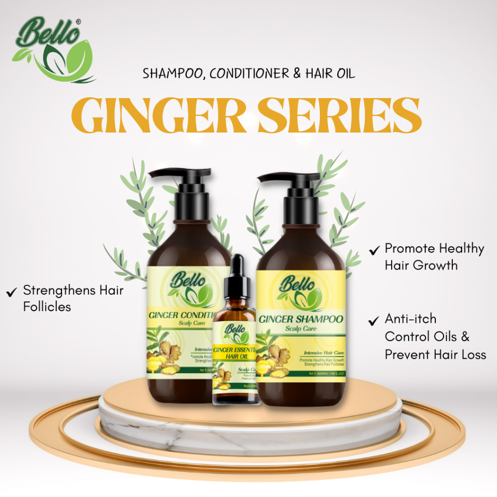 BELLO Ginger Scalp Care Shampoo with Organic Herbal and Essential Oil ...