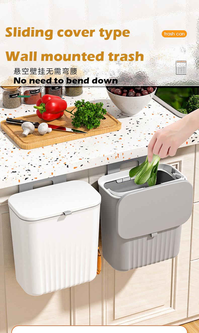 【SG Seller】9L Kitchen Rubbish Bin Sliding Lid Garbage Bin Waste Bin ...