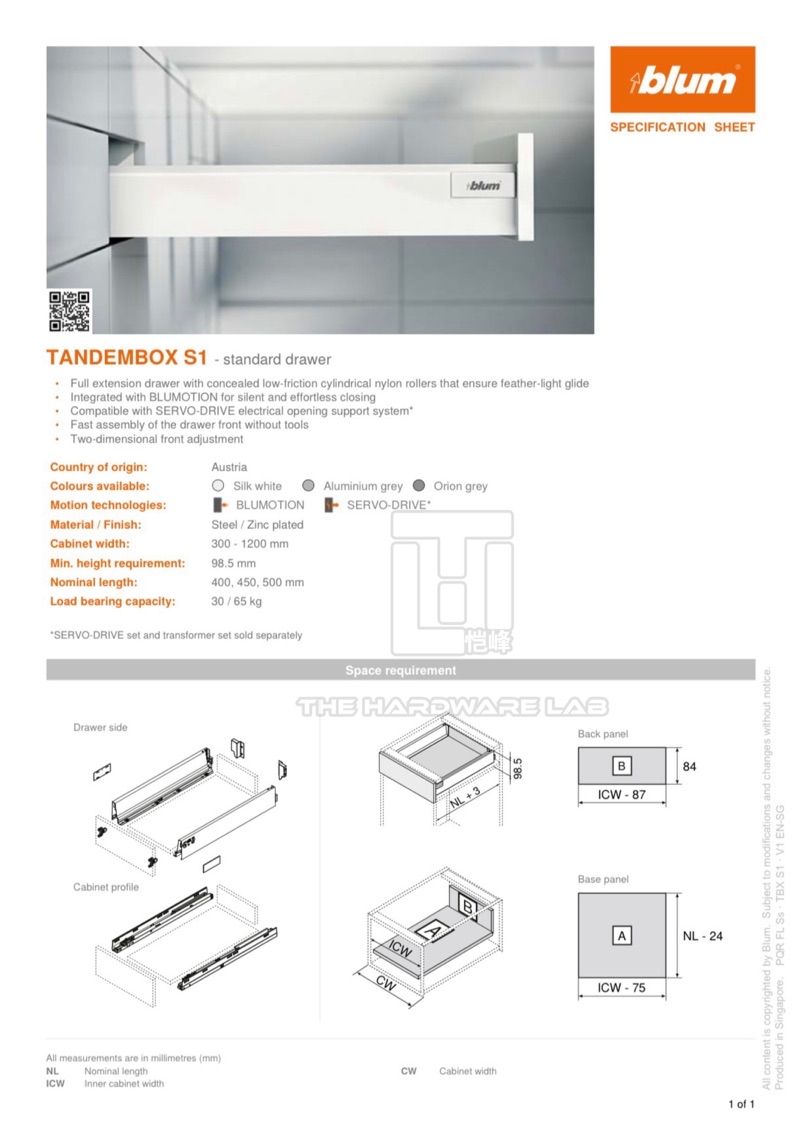 {The Hardware Lab}Blum Tandembox TBX-S1 Standard Drawer 30/65kg(Local Stock) | Shopee Singapore