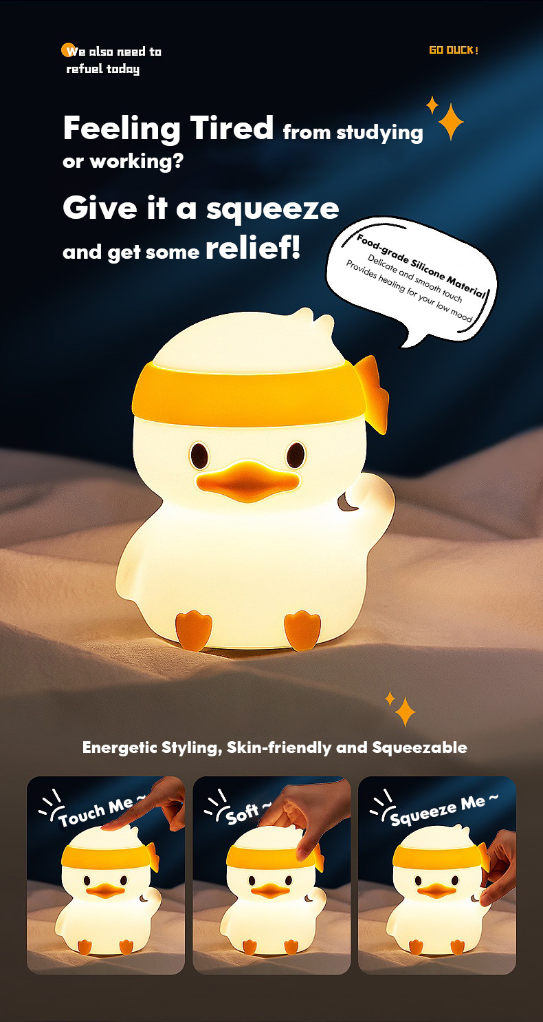[SG Stock] Cute and Funny Cute Duck Shape LED Lamp Silicone Touch Night ...