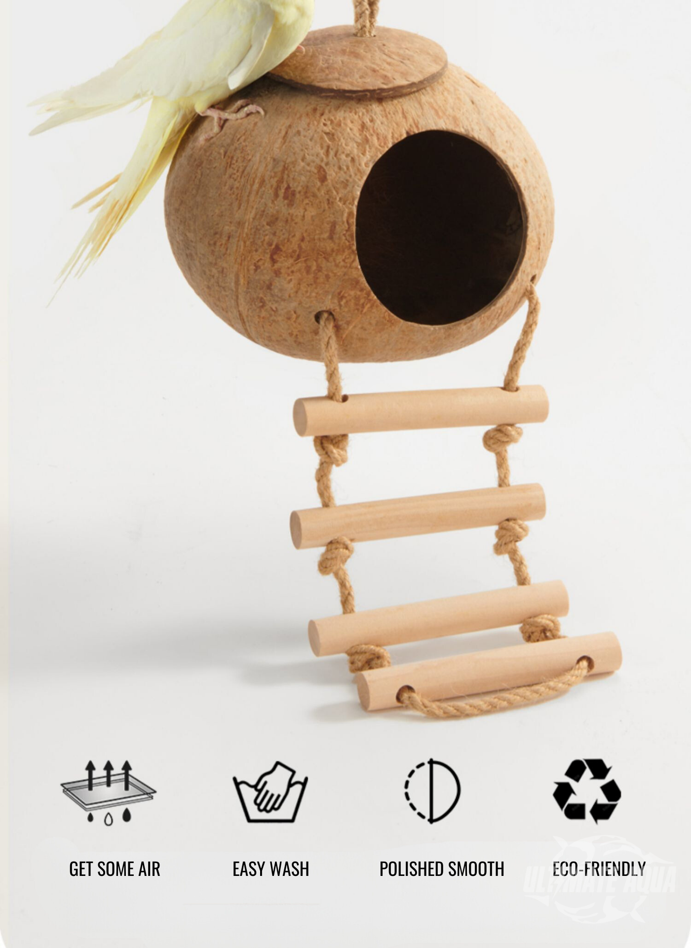 YEE Birds Coconut Shell Breeding Nest Parrots, Tiger Skin Pearl Finch ...