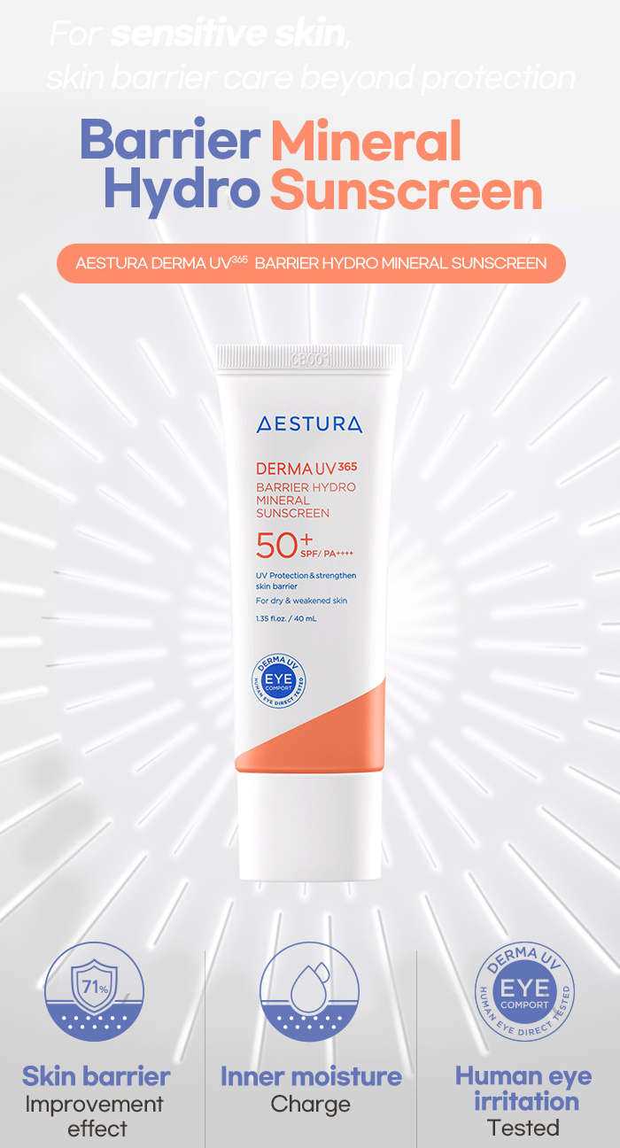 AESTURA DERMA UV365 BARRIER HYDRO MINERAL SUNSCREEN 40ml / 25ml ...