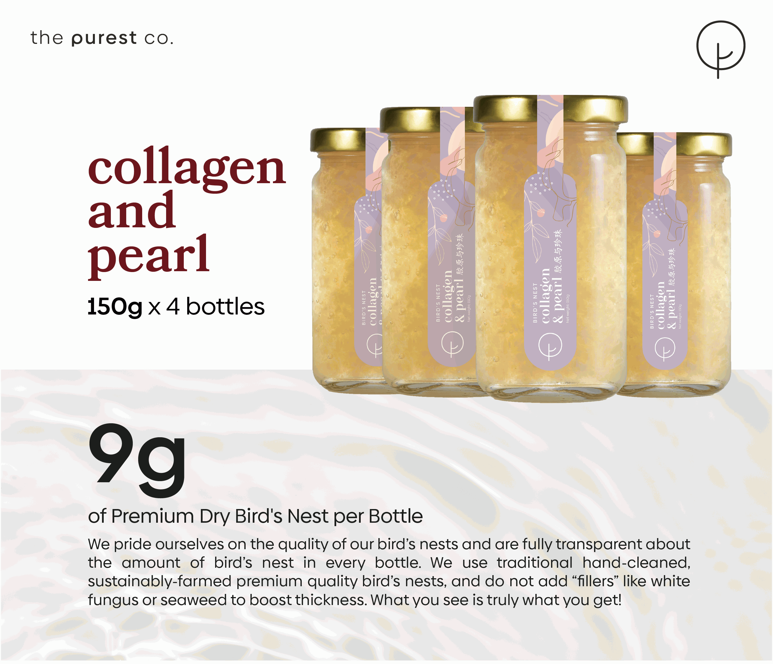 Purest Co Bird's Nest Collagen & Pearl (150g x 4 Btl) | Shopee Singapore