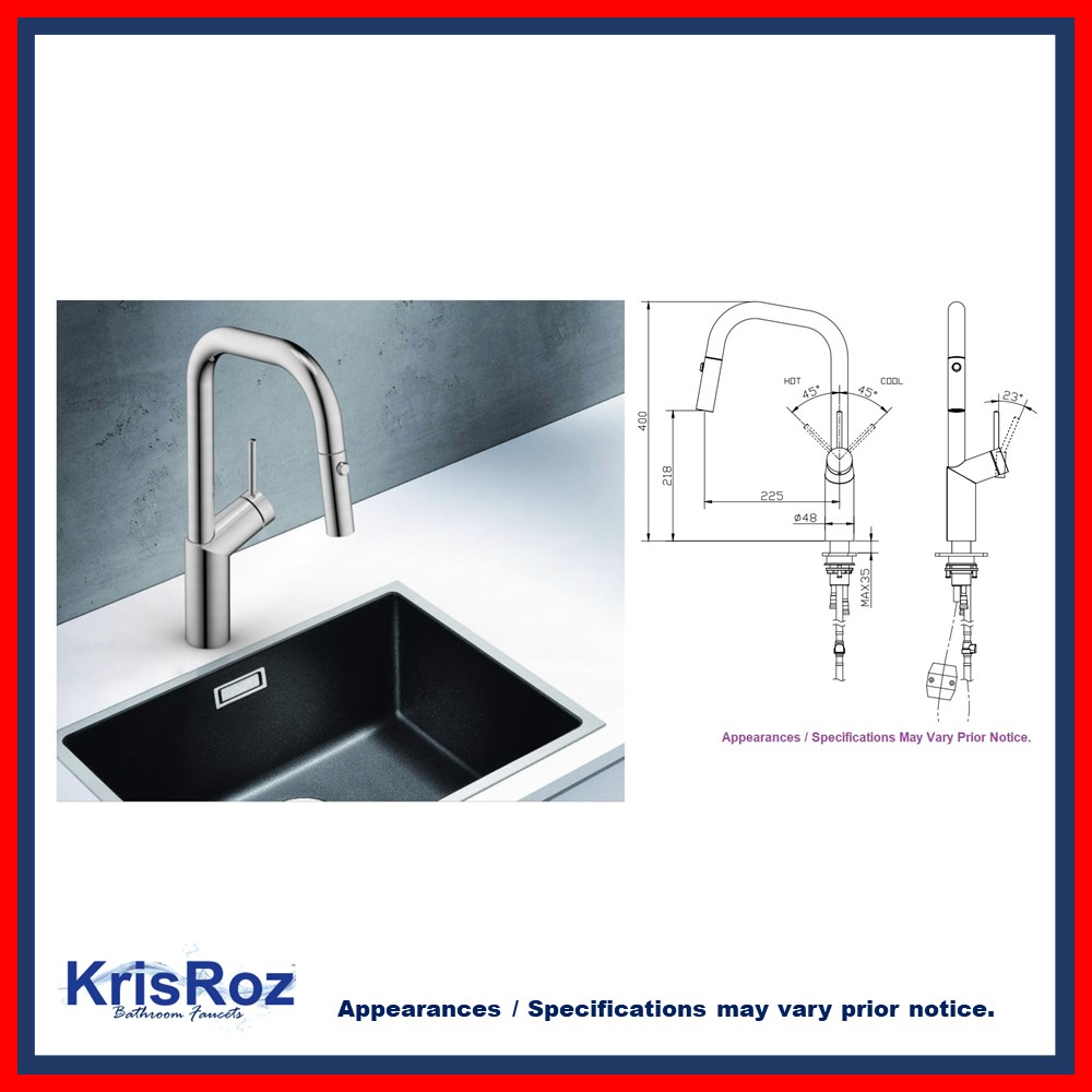KRISROZ KSM87006S PULLOUT SINK MIXER S/S SATIN | Shopee Singapore