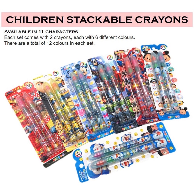 [SG READY STOCK] Kids cartoon Stackable Crayons Children Crayon ...