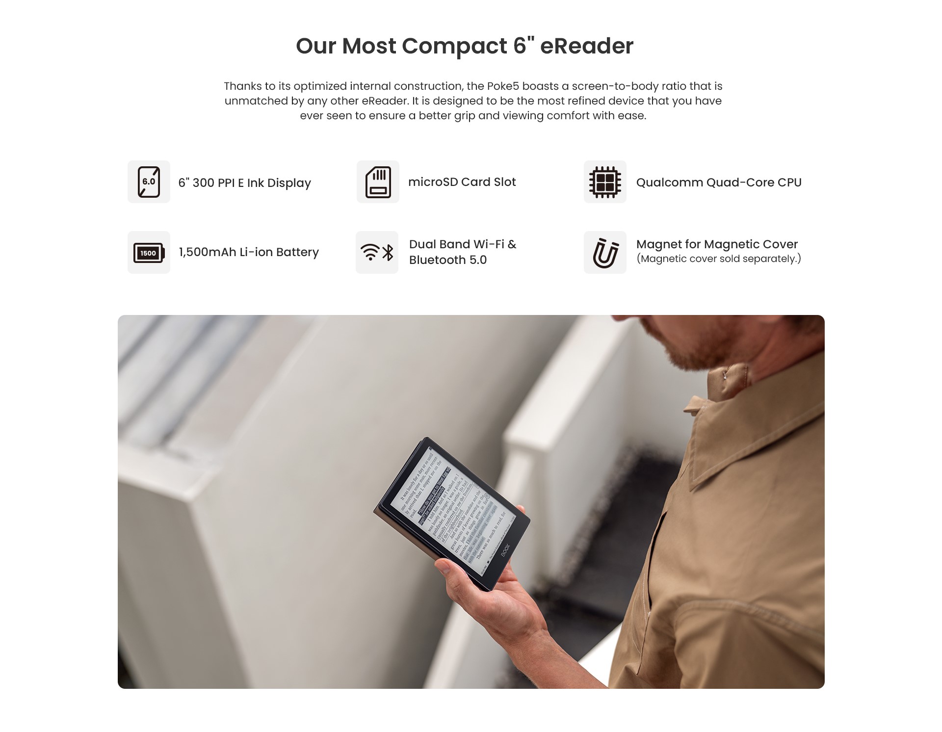 Onyx Boox Poke 5 E Ink Tablet Reader 6 Inch Quad Core Processor Android ...