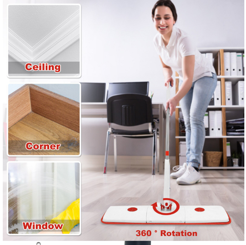 360 Rotatable Hands Free Self Wringing Triangle/Rectangle Mop | Shopee ...