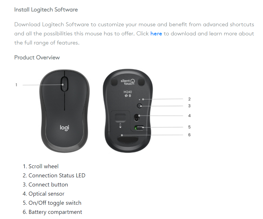 [ORIGINAL] Logitech M240 Silent Touch Wireless Mouse works with iOS ...