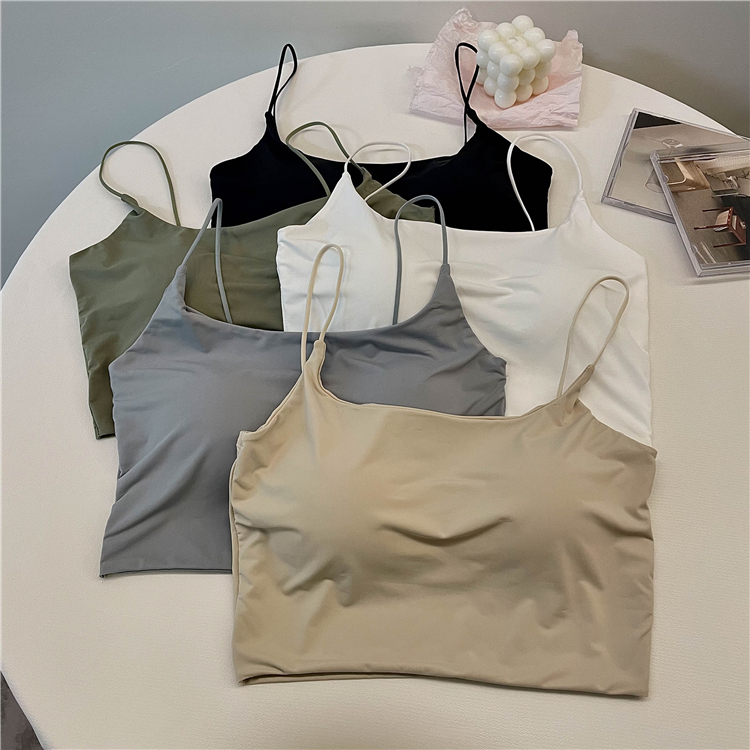 【SG stock】 Slim straps Ice silk bralette/seamless bra crop bra top ...