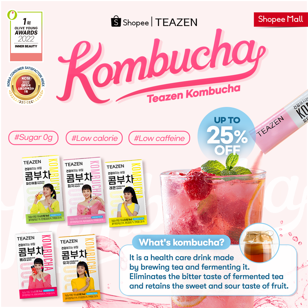 TEAZEN Kombucha Citron (Yuzu) Flavor 10, 30 Sticks | Shopee Singapore