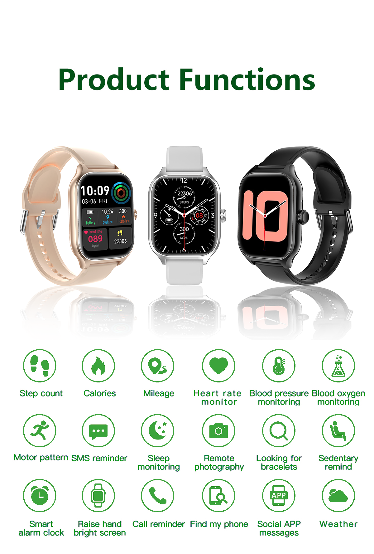 Smart Watch Women Bluetooth Call Blood Pressure Clock DIY Custom Dial ...