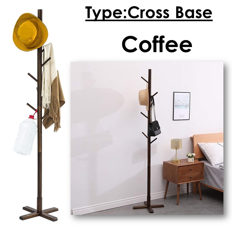 SG seller solid Wooden Coat Rack and Stand, Free Standing Clothes ...