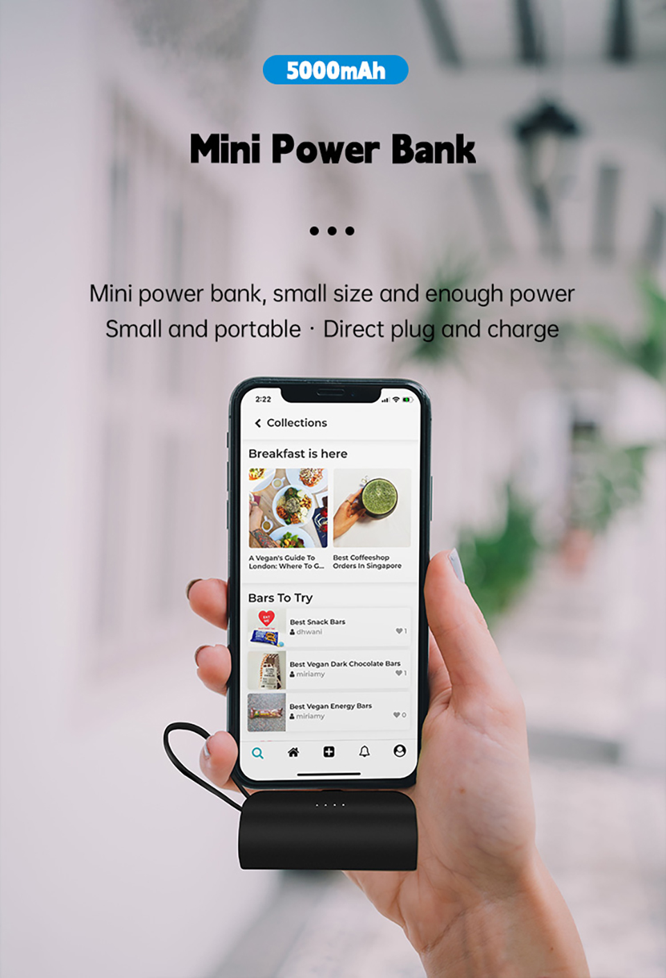 🔥SG🔥 2 in 1 Mini Powerbank with Cable Fast Charging 5000mAh Portable ...