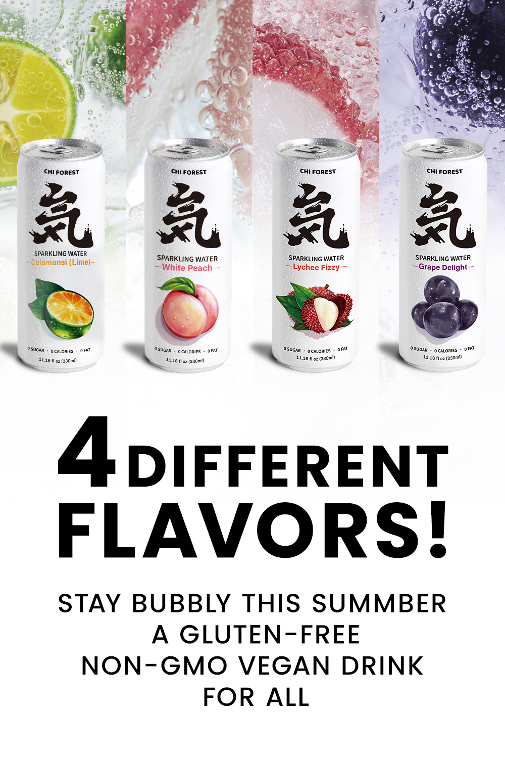 Chi Forest (Genki Forest) 元气森林 Sparkling Water Sugar Free Drinks Lychee Fizzy Cans 330ml ...