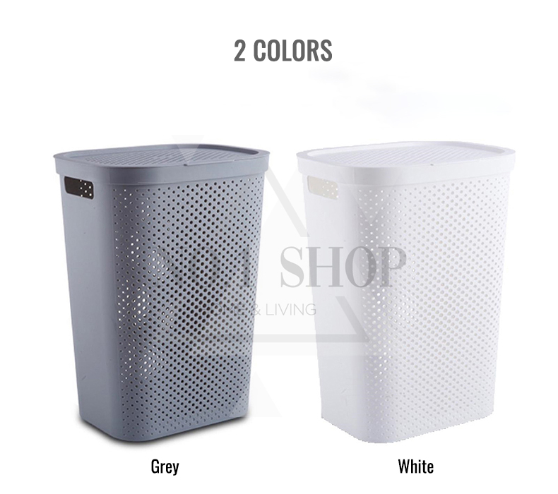 【60L】Tall Laundry Basket with Lid / laundry basket - Plastic | Storage ...