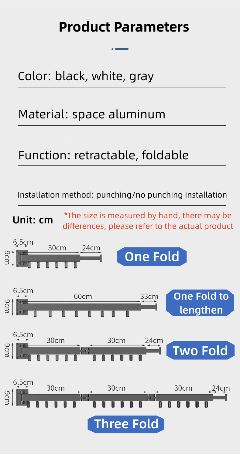 Maxvaluesg® Retractable Clothes Hanger Aluminum Drying Rack Punch/No ...