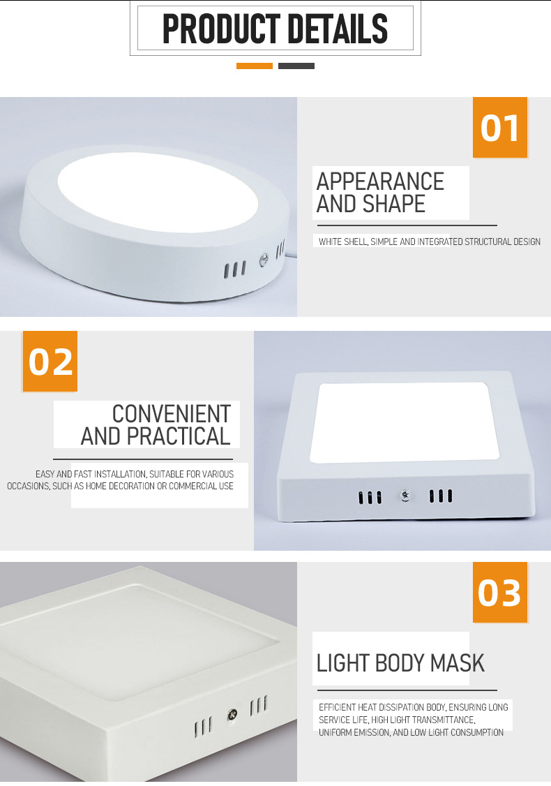 Tricolor Led downlight Light Surface Mounted ceiling light 6W 12W 18W ...