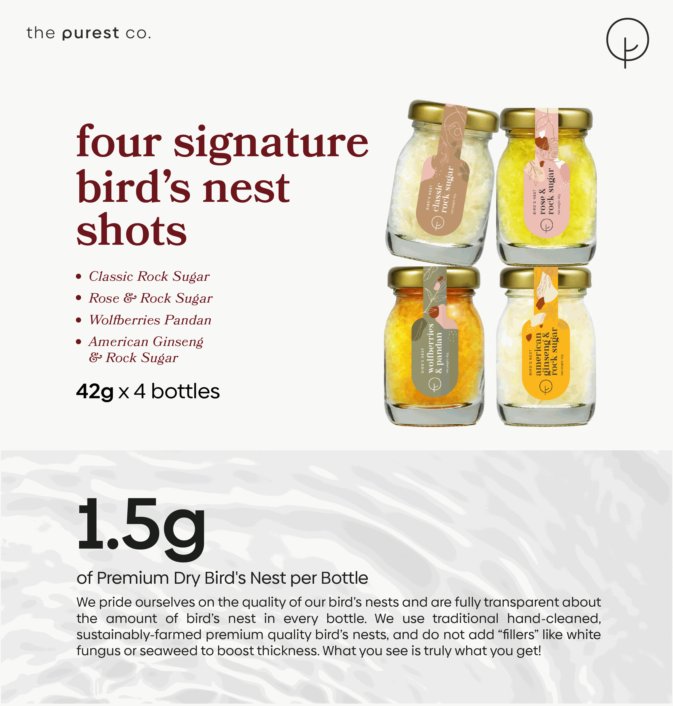 Purest Co Bird's Nest Signature Shots (42g x 4 Btl) | Shopee Singapore