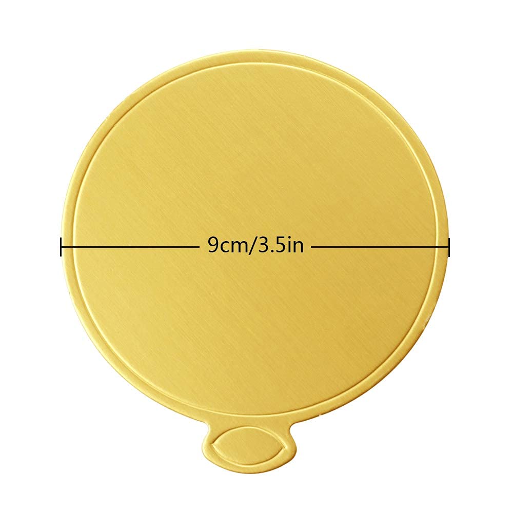 100PCS 9CM Round Mini Cake Boards, Golden Cardboard Cake Base Paper ...