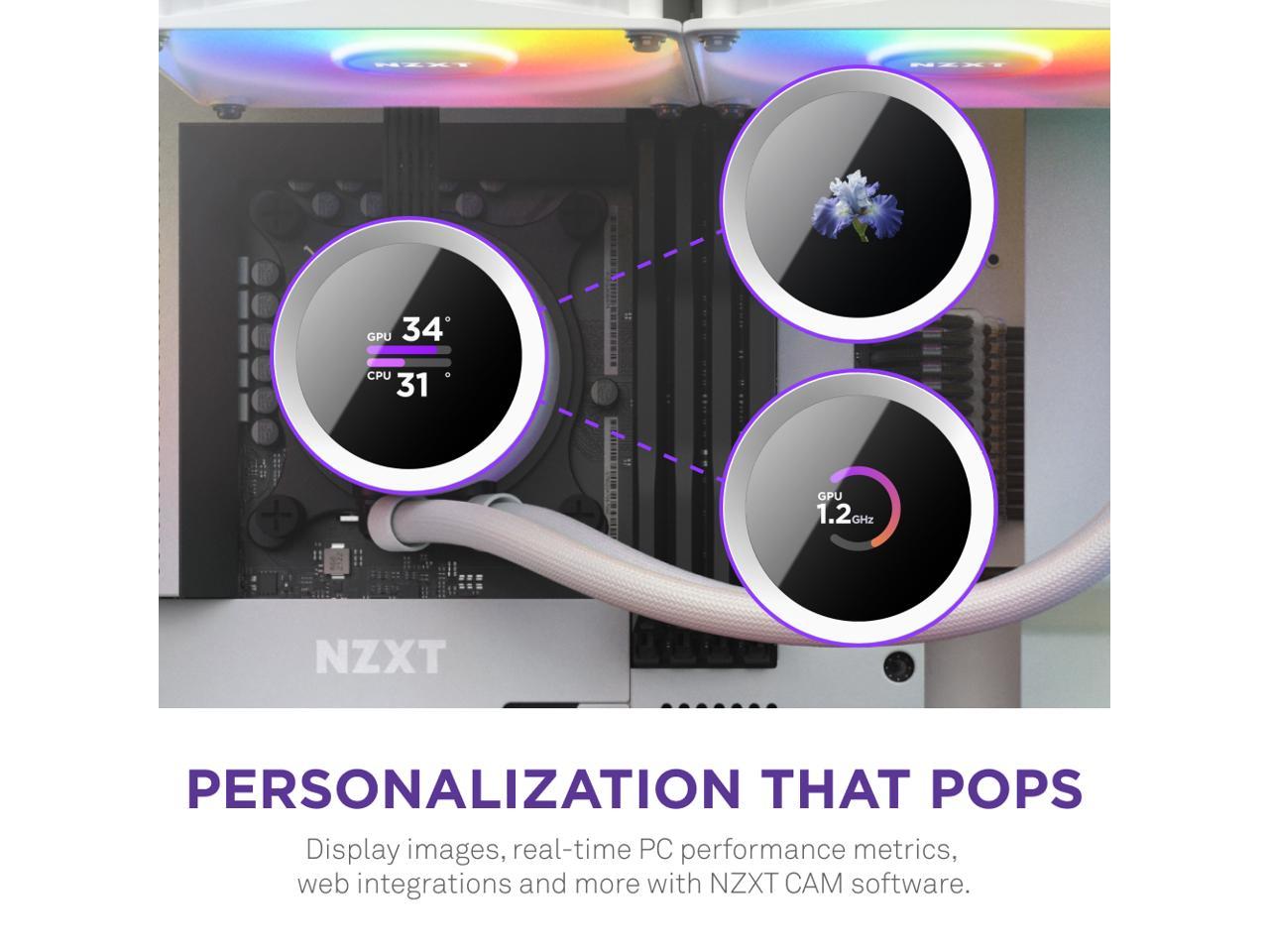 NZXT Kraken RGB 360mm AIO RGB CPU Liquid Cooler LCD Display 3 x F120 ...