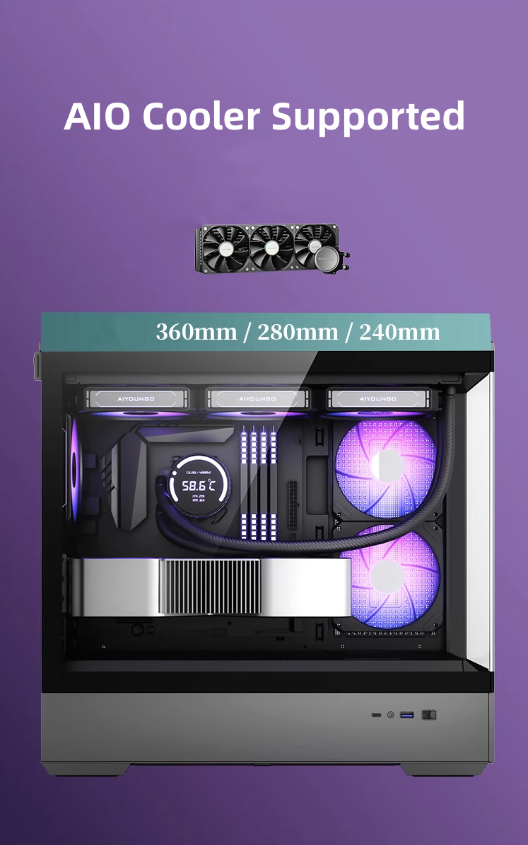 Aigo Star Modern Aesthetic Panoramic Tempered Glass Mid-Tower MATX ...