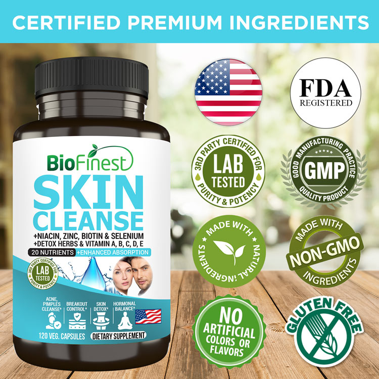 Biofinest Acne Skin Cleanse Supplement - Niacin Biotin Vitamin - Scar ...