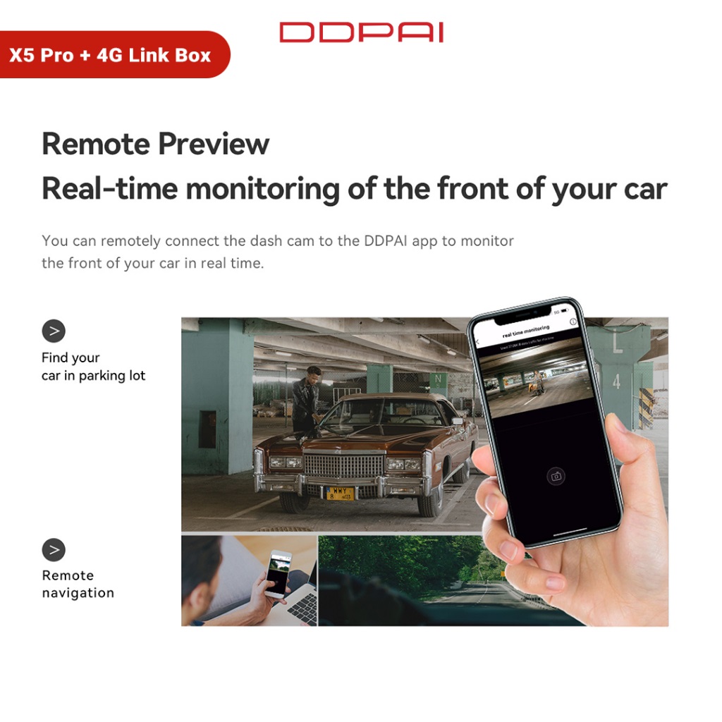 DDPAI X5 Pro Dash Cam 4K UHD Dual Cam Recorder WiFi DVR 4G Connection ...
