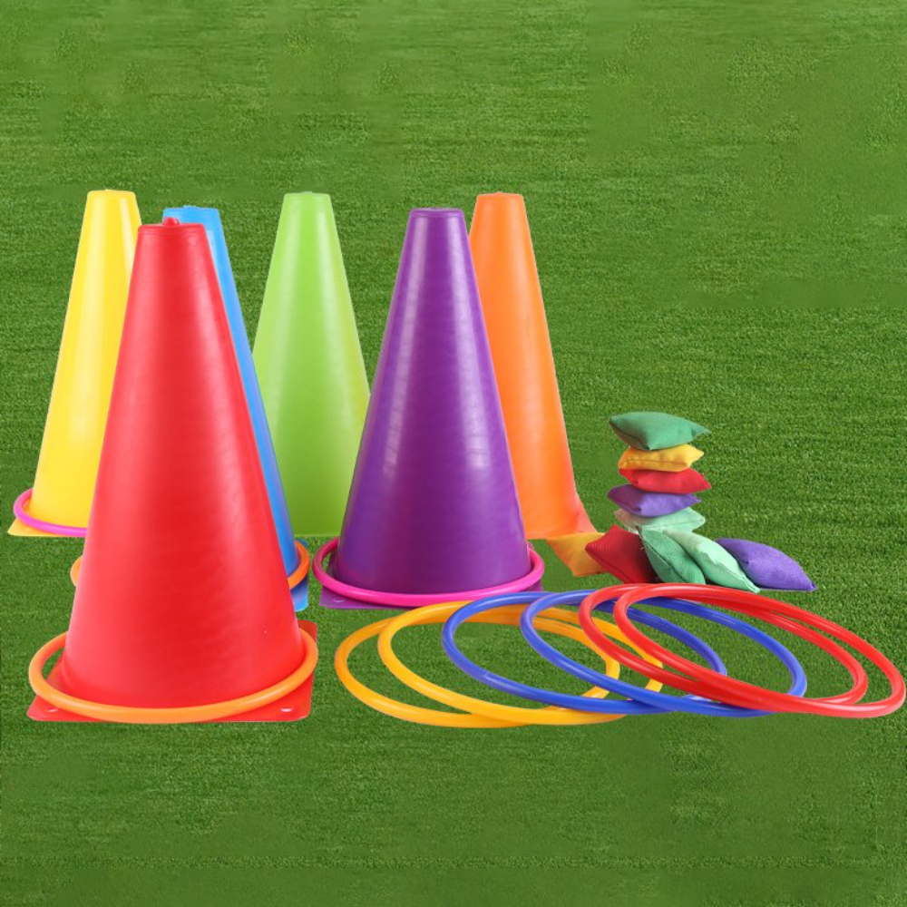 3 in 1 Carnival Outdoor Games Combo Set for Kids Soft Plastic Cones ...