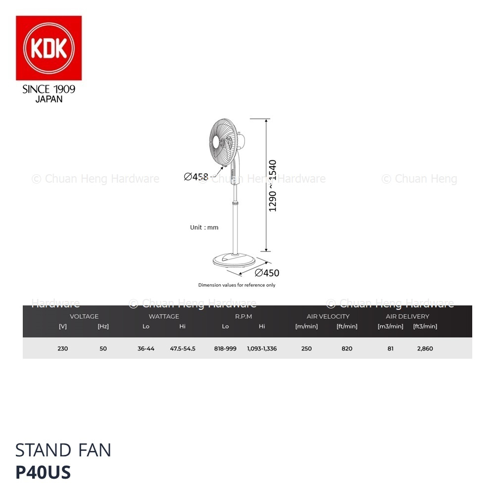 KDK P40US Stand Fan 40cm | Shopee Singapore