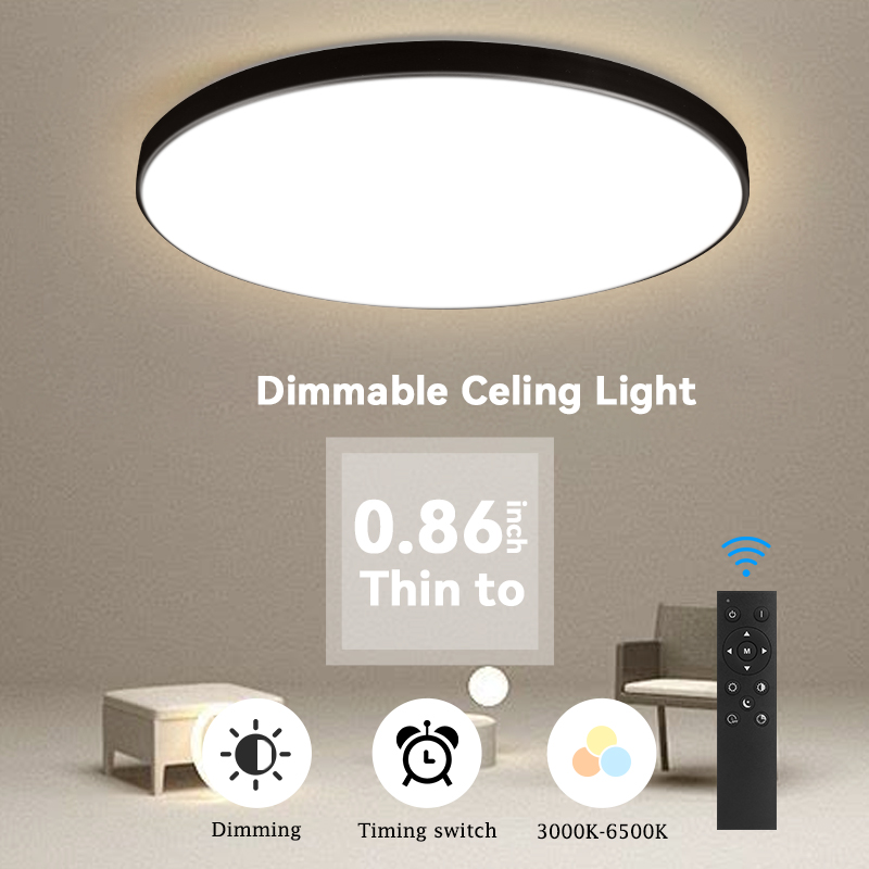 Remote Control Led Ceiling Light Dimmable Lamp 30W 36W 40W 60W 3 colors ...