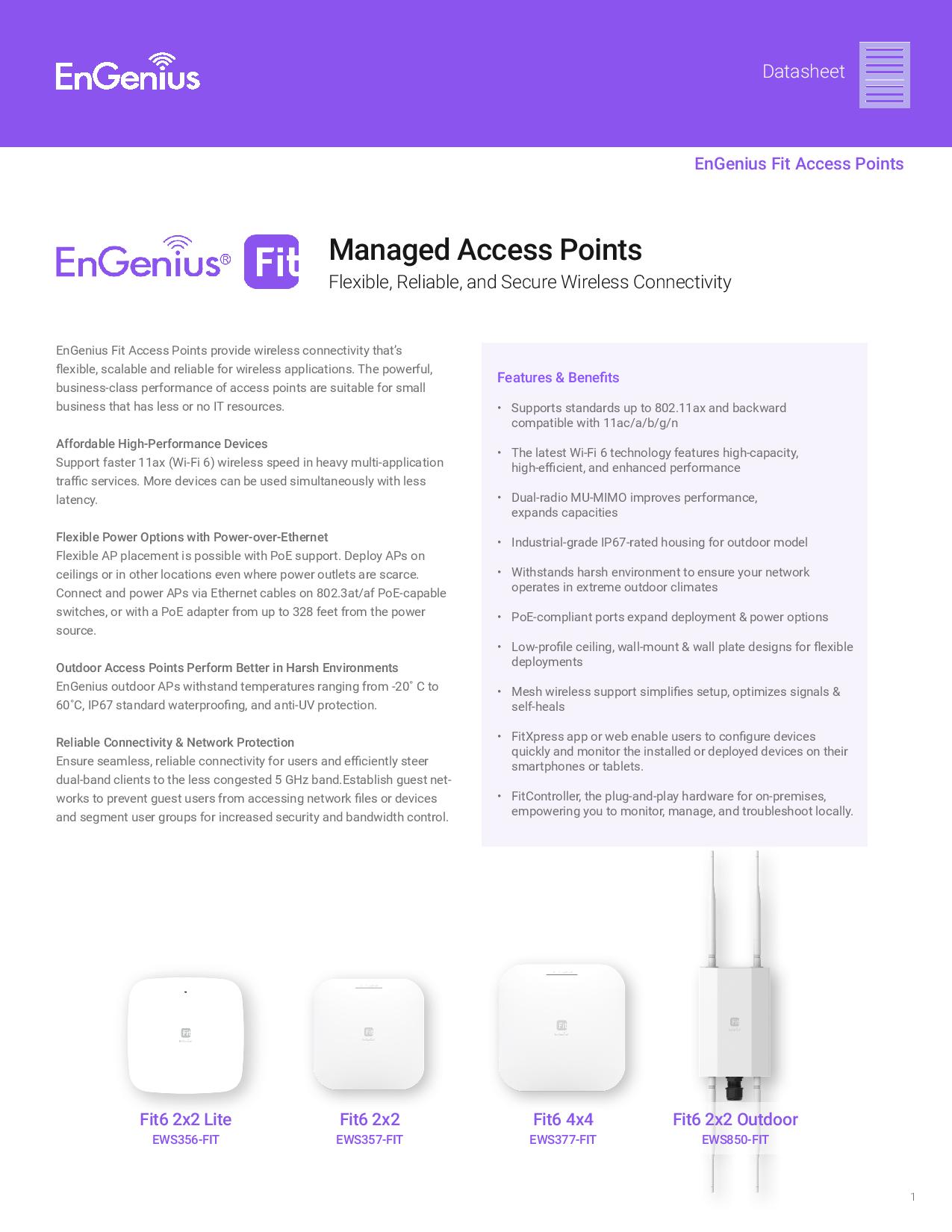 EnGenius EWS357-FIT FIT Series WiFi 6 2×2 Managed Wireless Indoor PoE Access Point ( EWS357 FIT ...