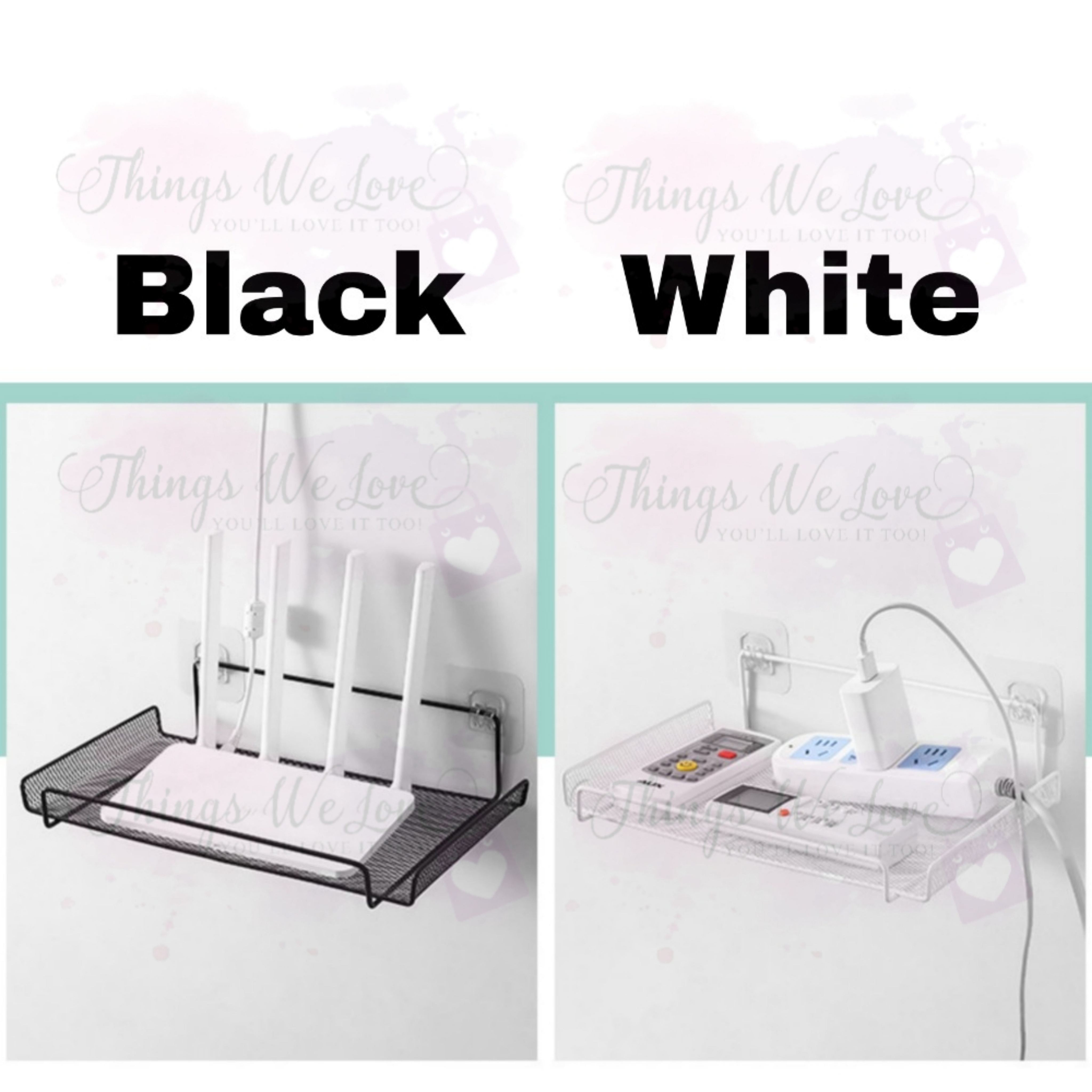 [SG SELLER] Multi Purpose Metal Modem Shelf Rack Router Holder Stick On ...