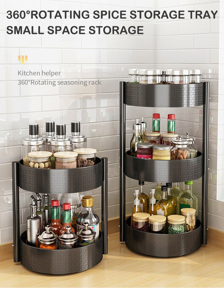 【SG Stock】360° rotating tray rack/Lazy Susan Turntable/Kitchen Storage ...