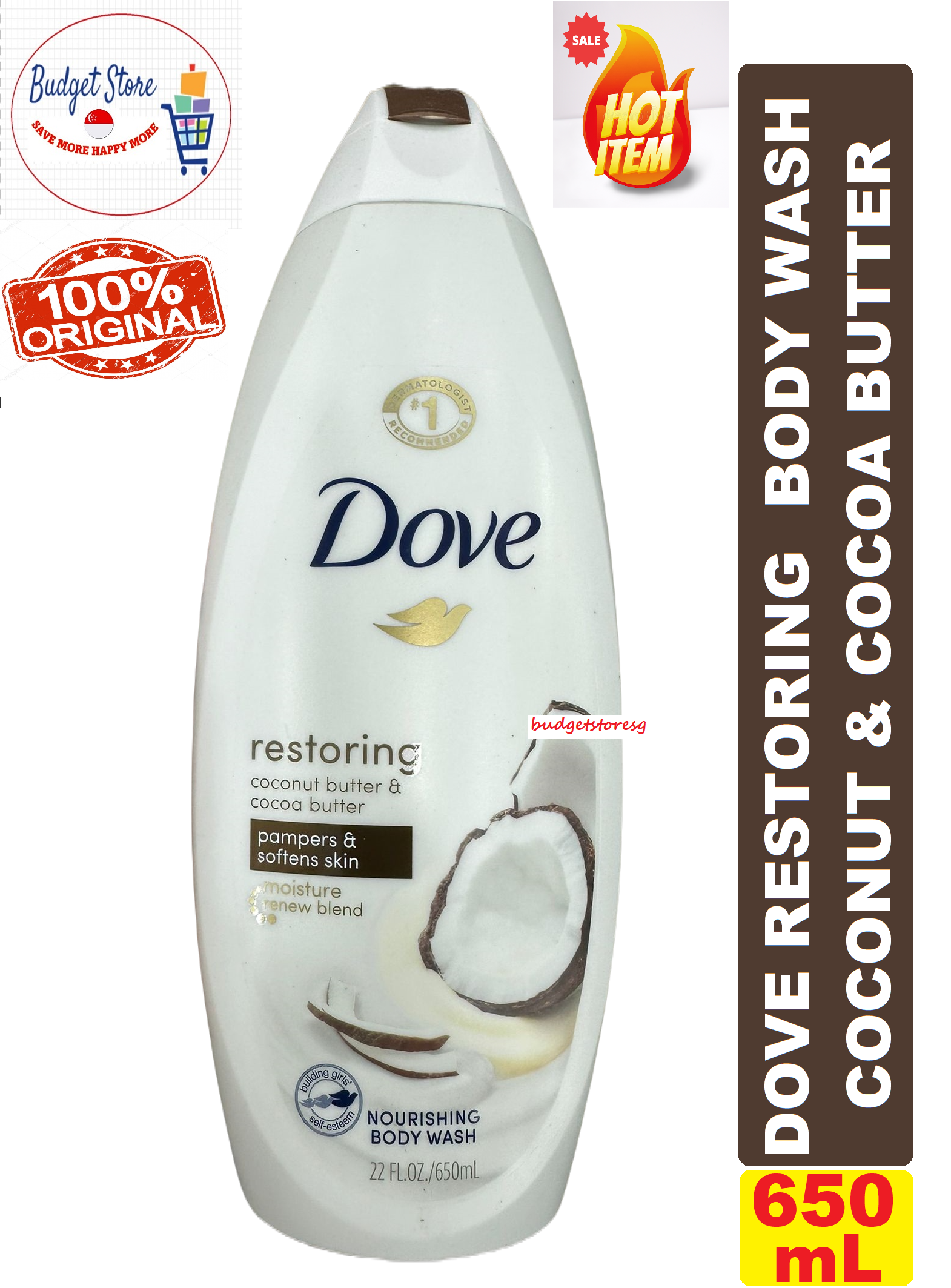Dove Restoring Body Wash Coconut & Cocoa Butters - 650 mL | Shopee ...