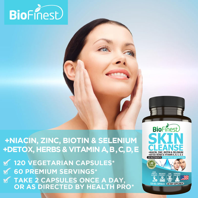 Biofinest Acne Skin Cleanse Supplement - Niacin Biotin Vitamin - Scar ...
