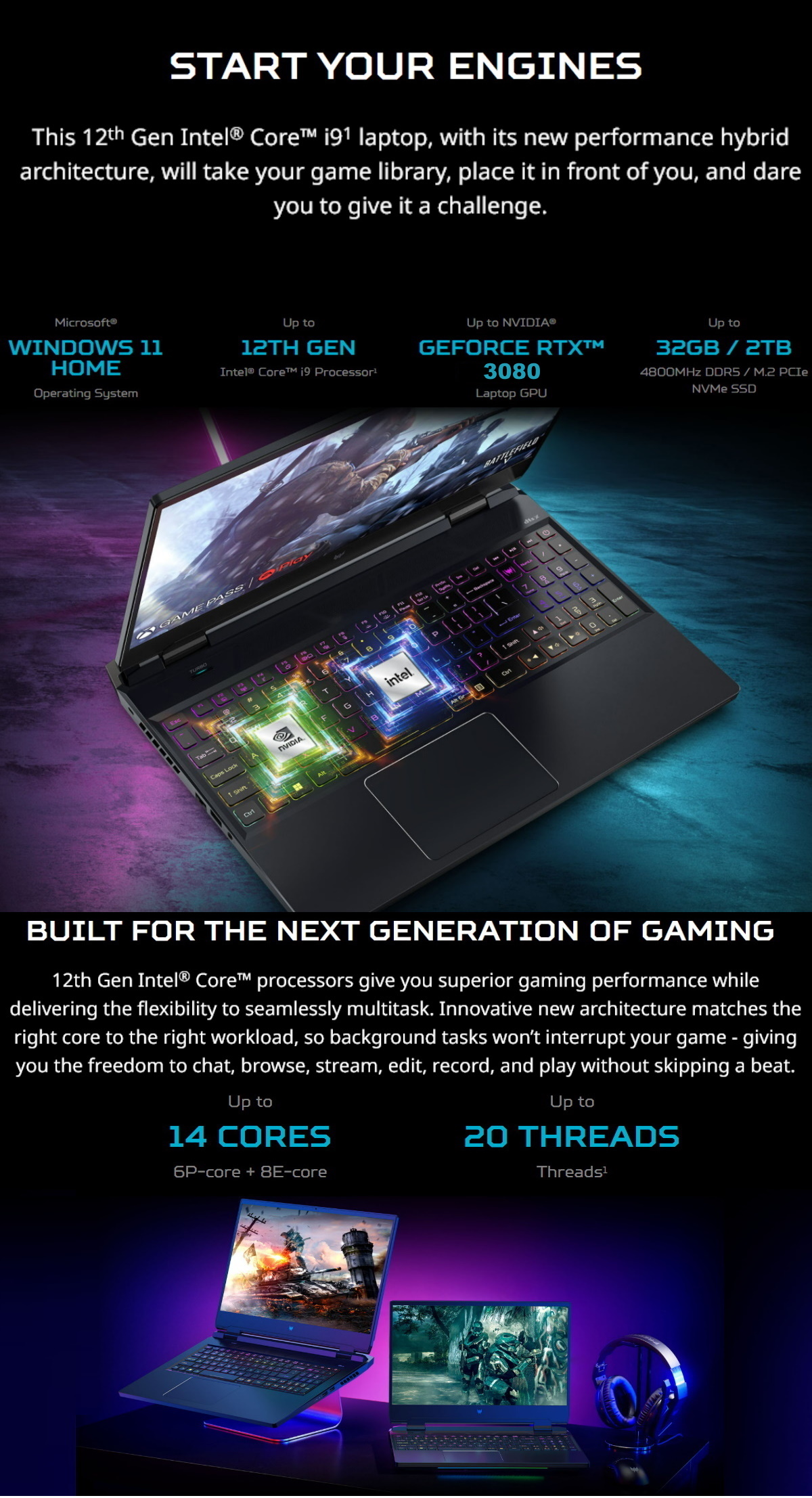 NVIDIA GeForce RTX 3080 Gaming Laptop - Acer Predator Helios 300 PH315 ...