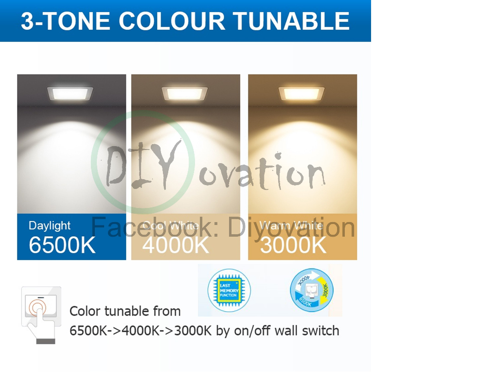 [3 TONE] Megaman 3 Color LED Downlight with last color memory/ False ...