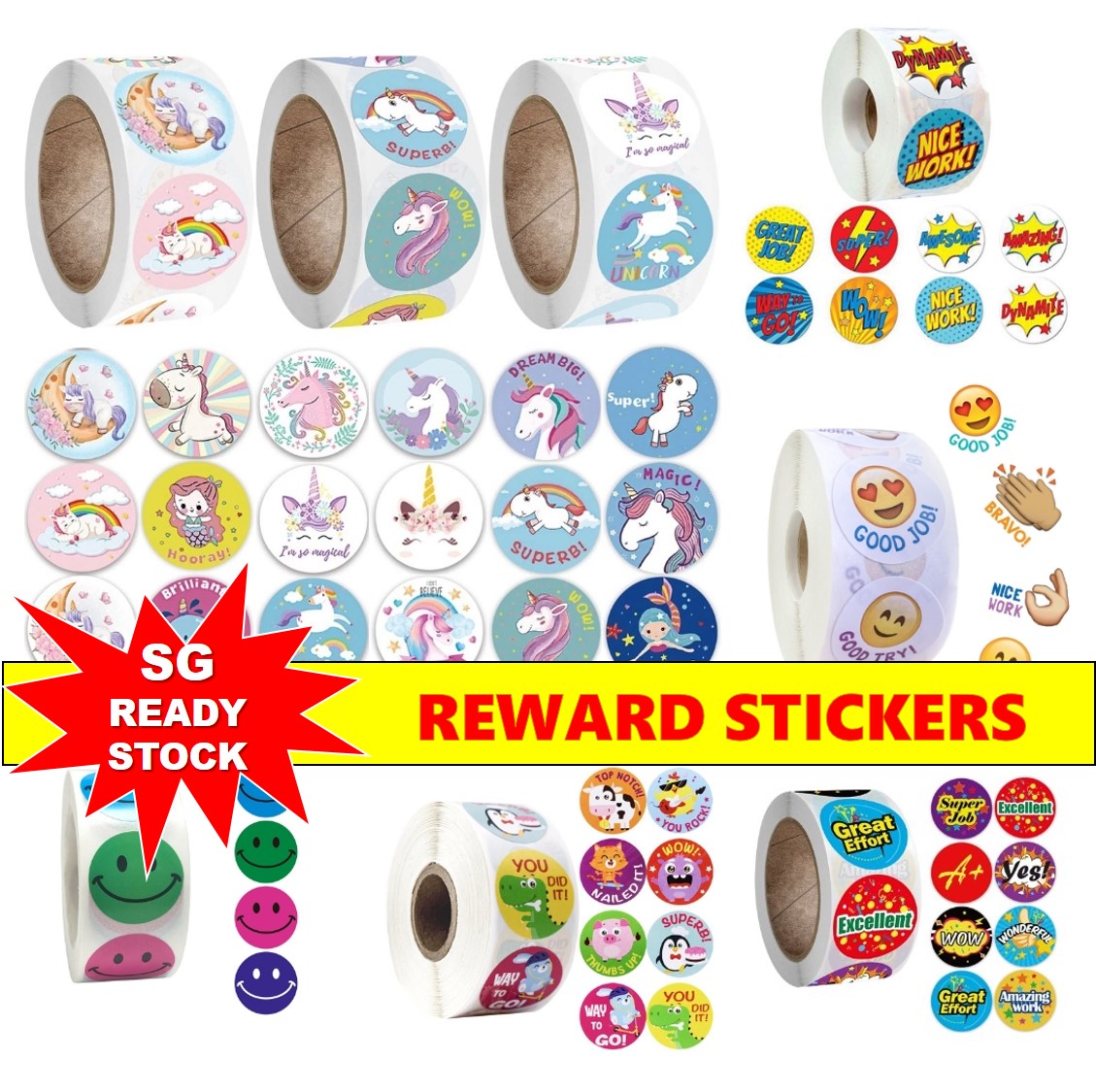 [SG Ready Stock] Reward Stickers Roll Teachers Encouragement Cute ...