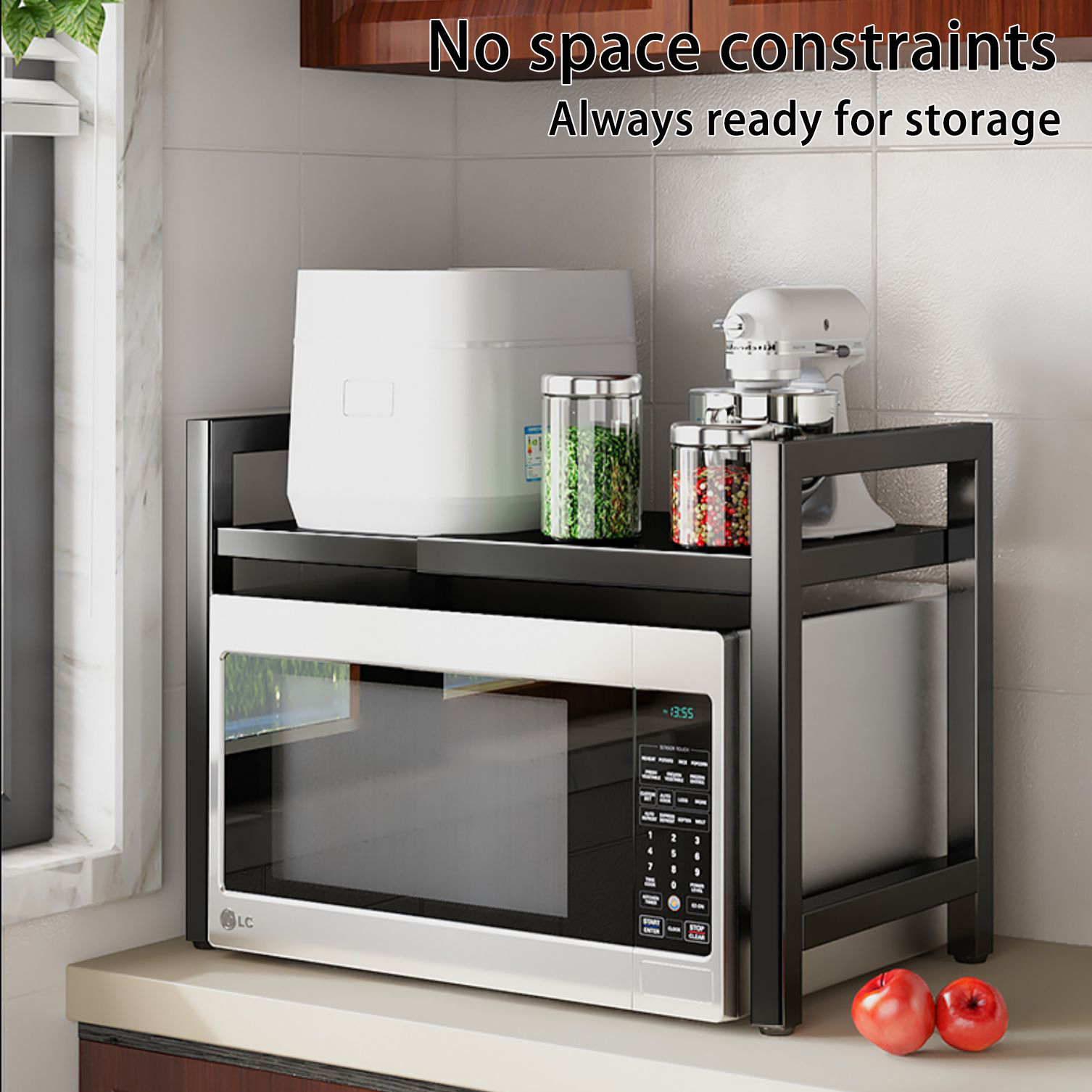 【TOP ONE】Adjustable microwave rack Kitchen storage rack Oven rack Spice ...