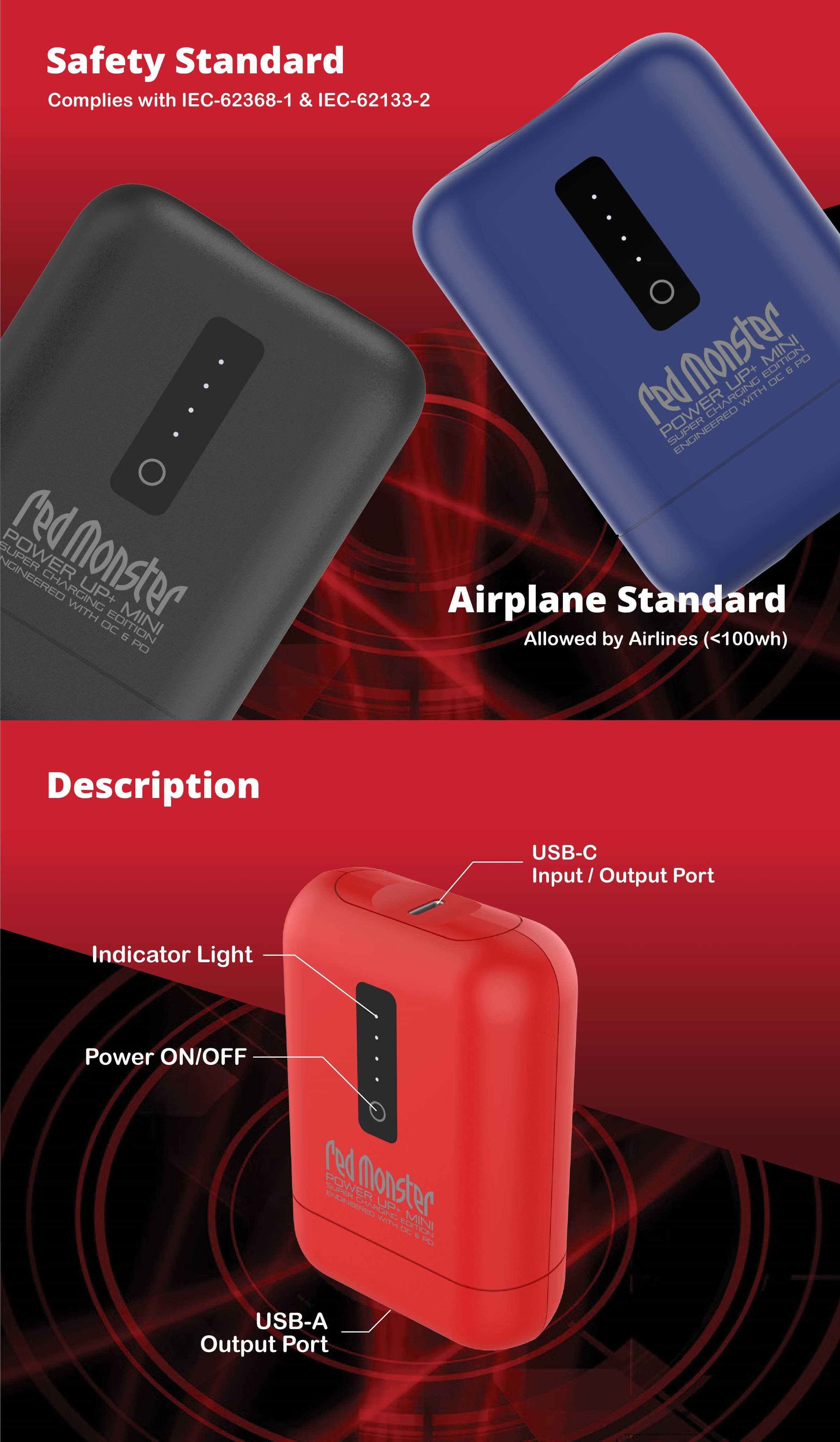RedMonster Power Up+ Mini™ Super Charging Edition Engineered with QC ...