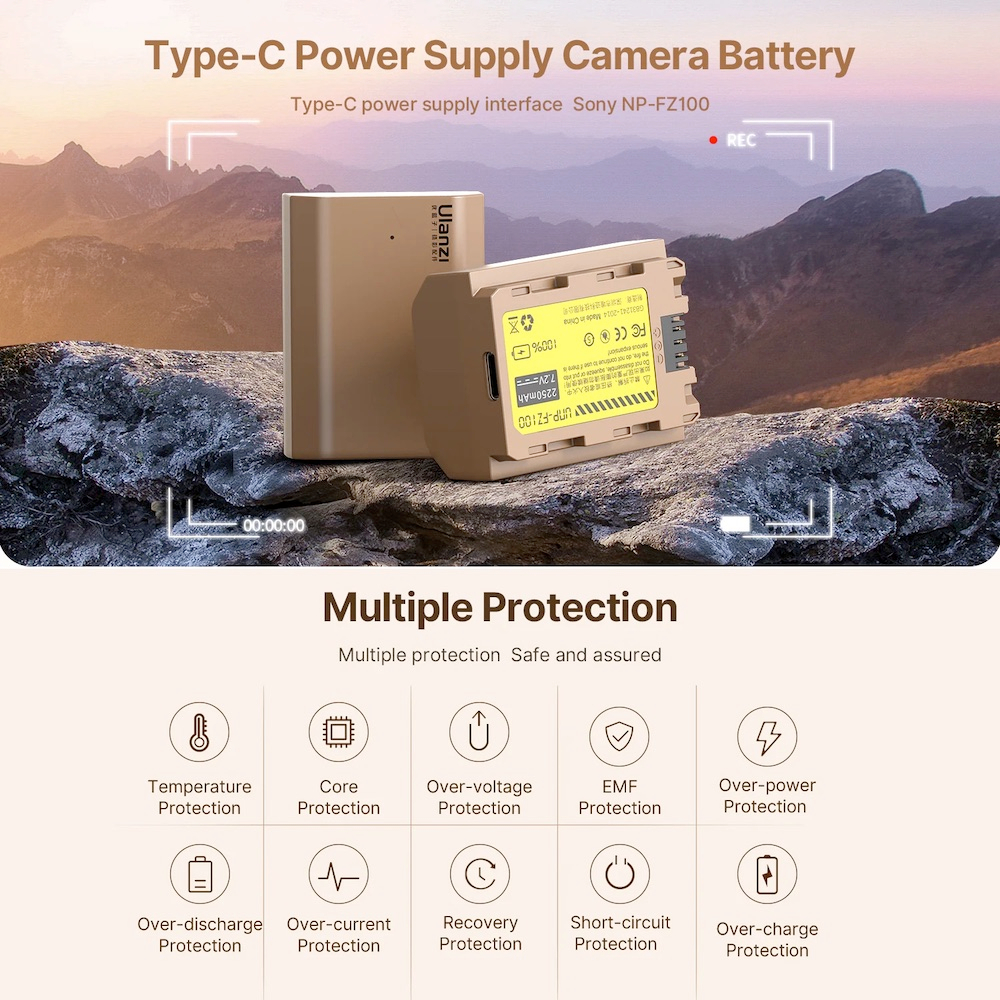 ULANZI UNP-FZ100 Type-C Rechargeable Battery For SONY Camera | Shopee ...