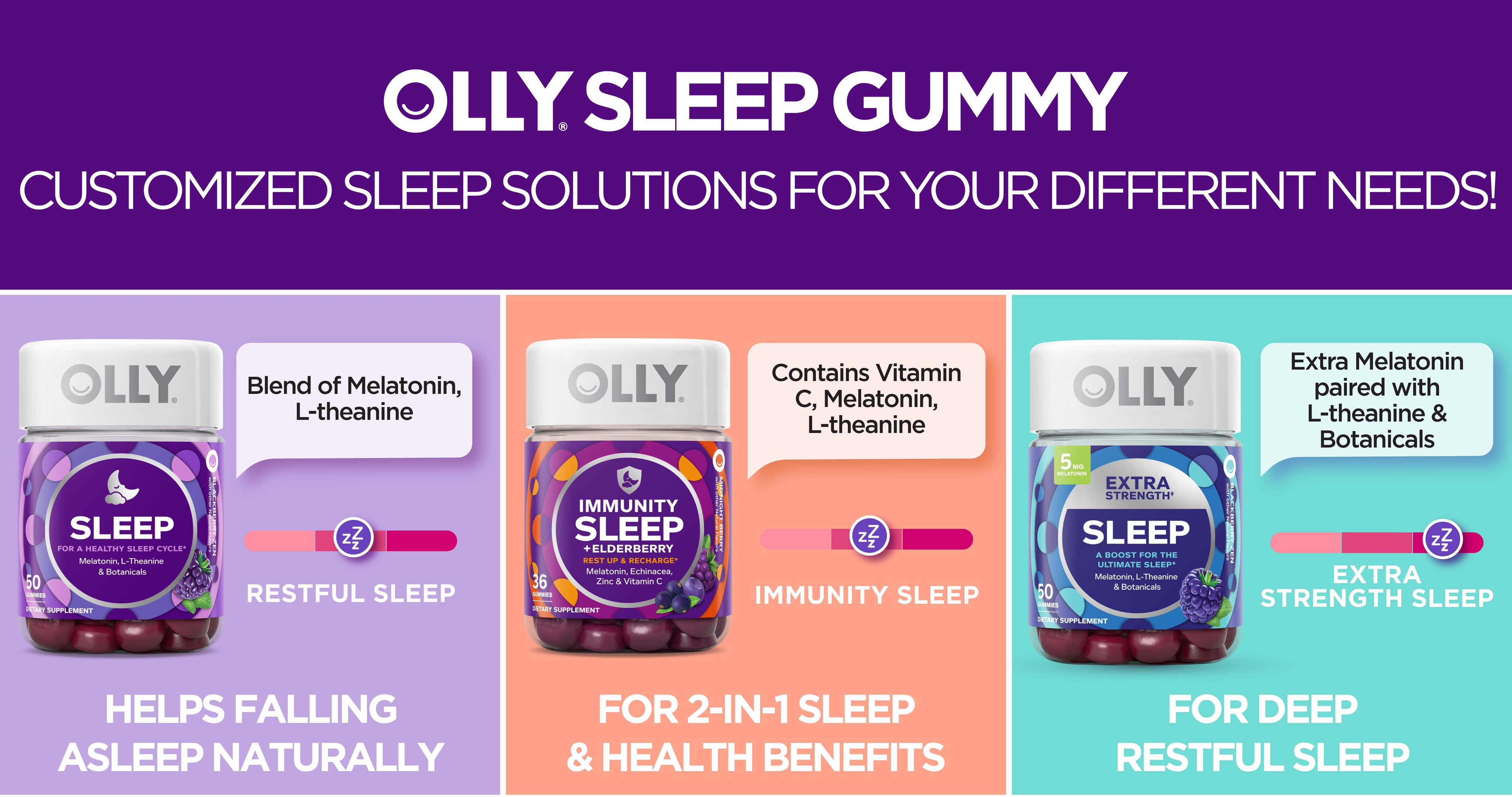 OLLY Sleep Gummy Supplements with Melatonin, For Healthy Sleep Cycle ...