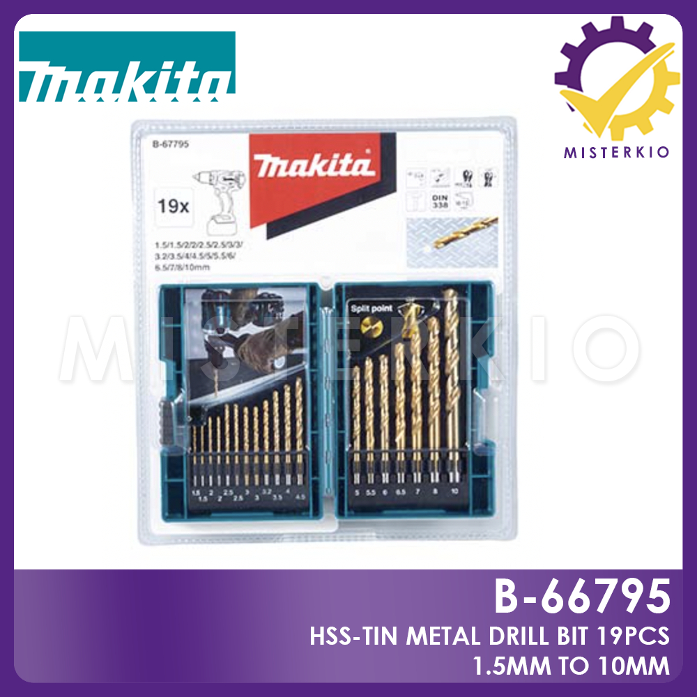 MAKITA HSS-TIN METAL DRILL BIT, Metal Drill Bit Set, 19PCS Set for Metal, B-67795 | Shopee Singapore