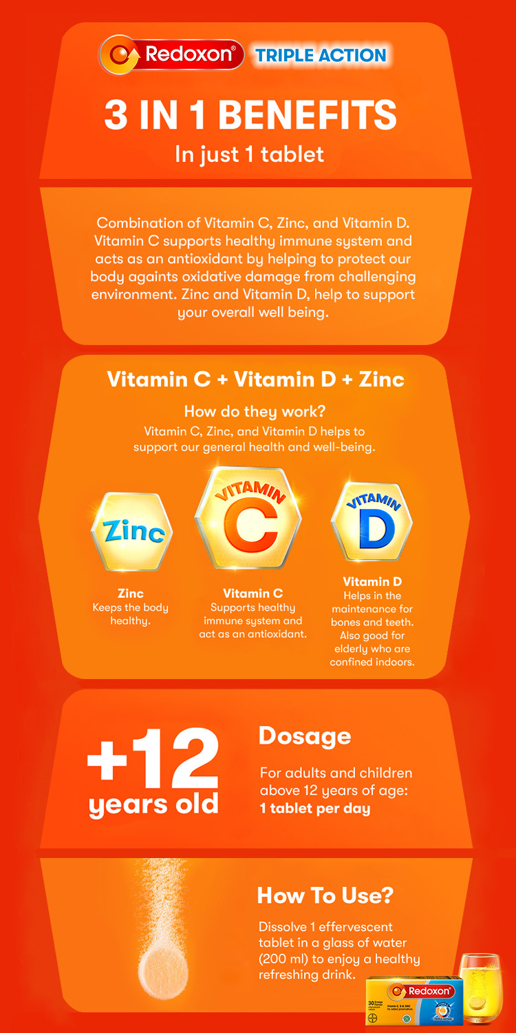 [SG] Redoxon Triple Action Orange Effervescent 45 / 60 Tablets ...