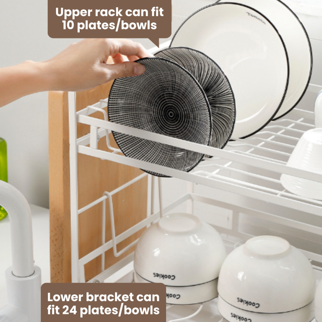 TSM Minimalist Plate & Bowl Dish Rack | Multifunctional with Double ...