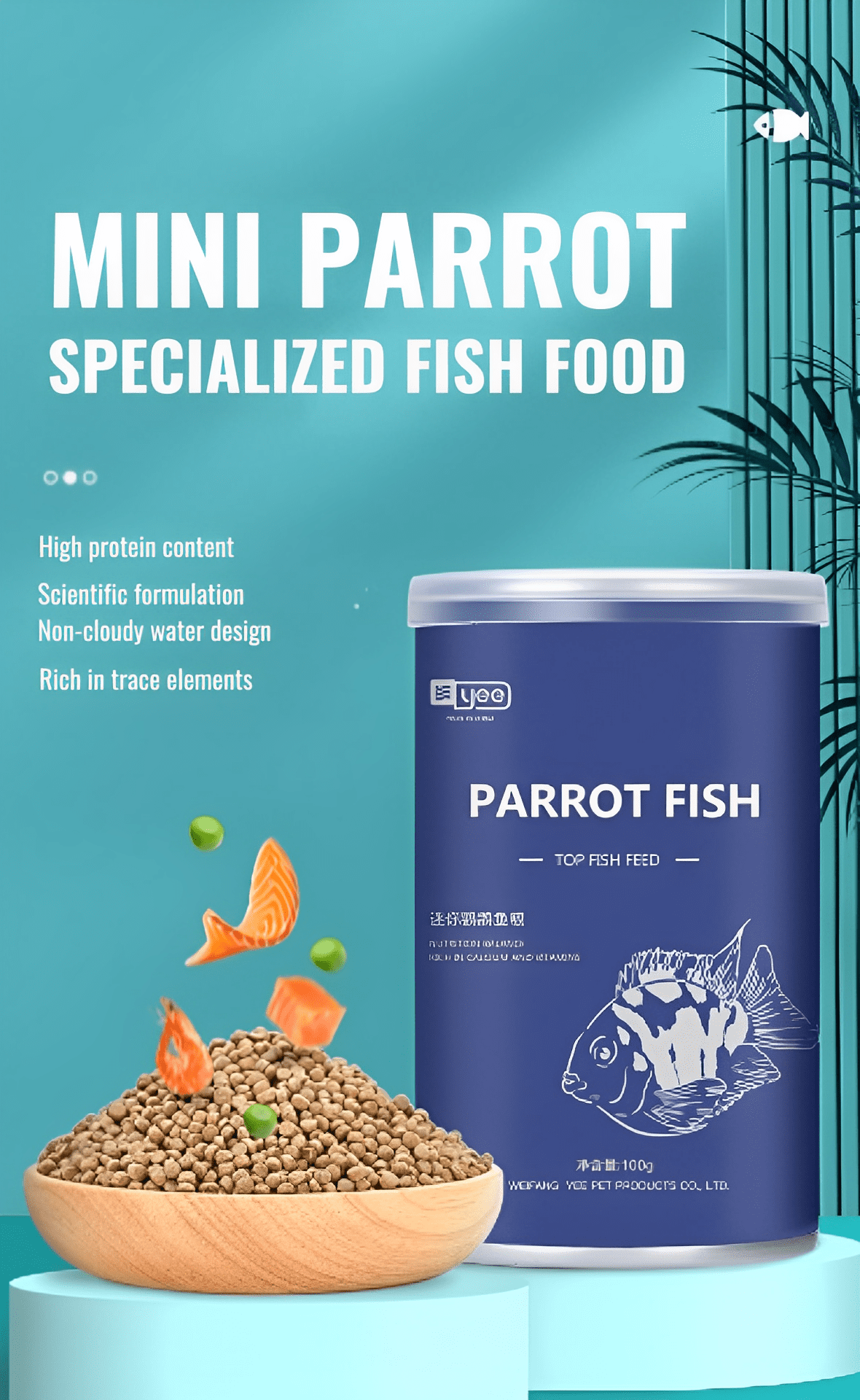 YEE Parrot Fish Food Pellet, Aquarium Fish Food With Enhanced Natural ...