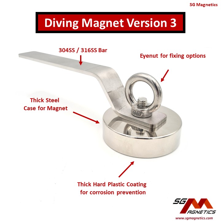 Commercial Diving Magnet Underwater Salvage Dive Magnets Black Plastic ...