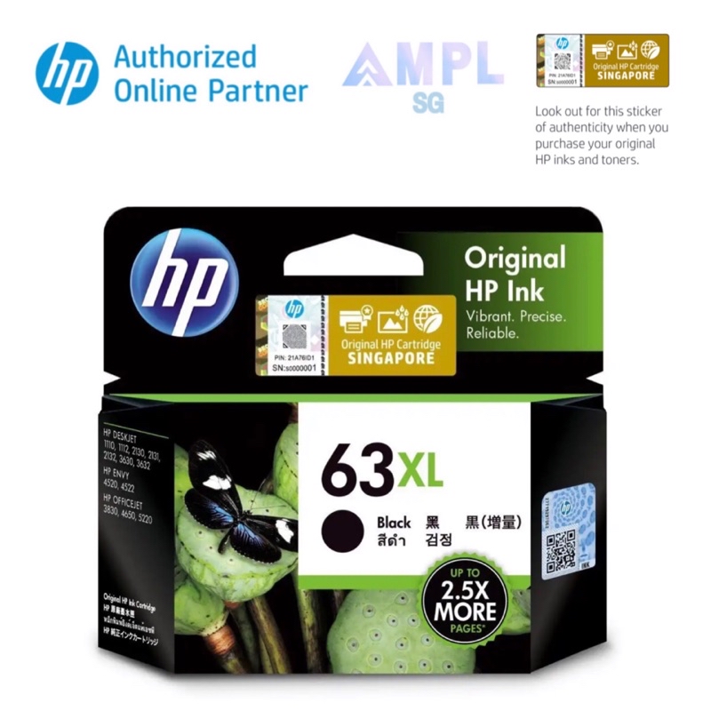 Genuine HP 63 Black, HP 63 Tri-color, HP 63XL Black, HP 63XL Tri-color ...