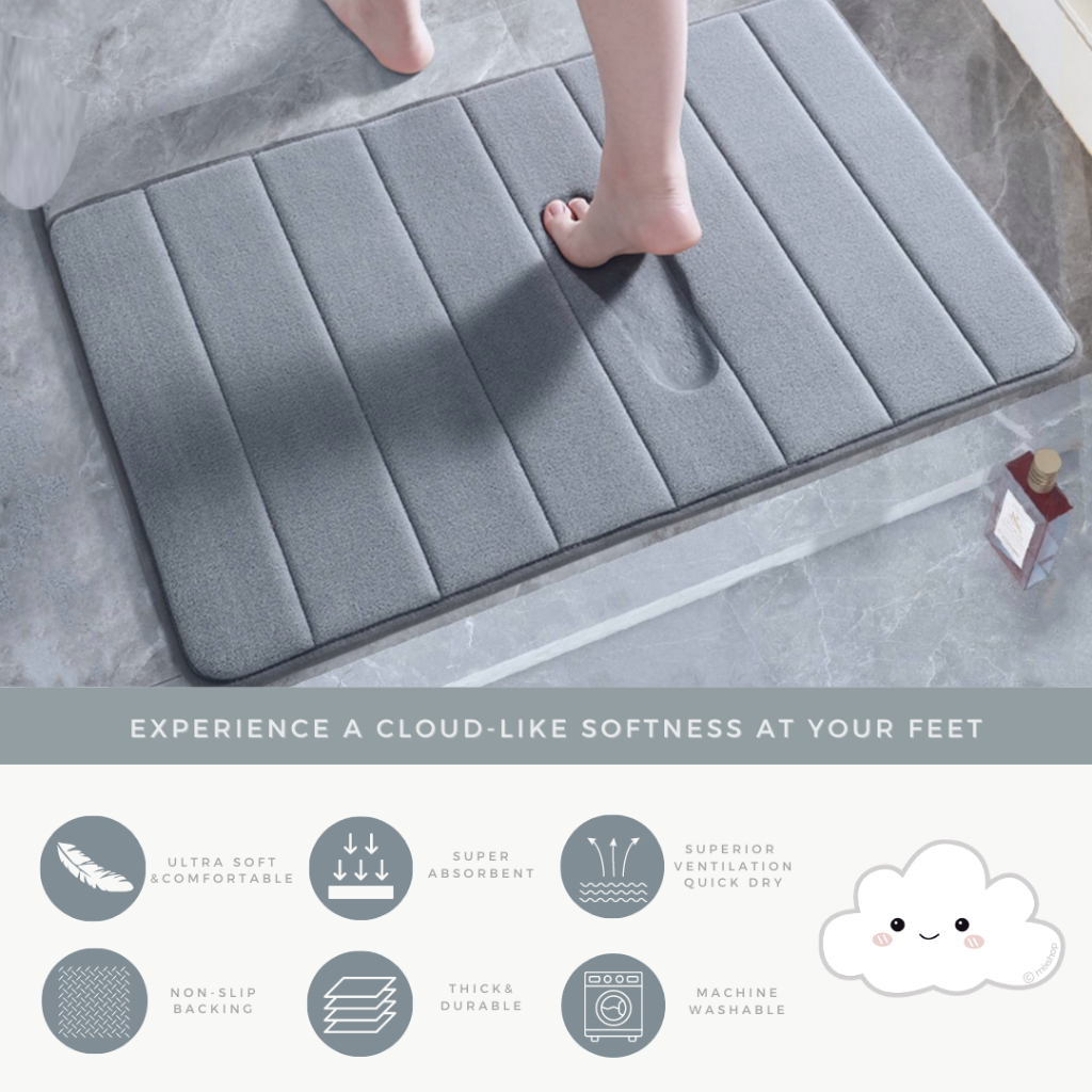 mixshop Premium Extra Thick Memory Foam Floor Mat Anti Slip [Available ...