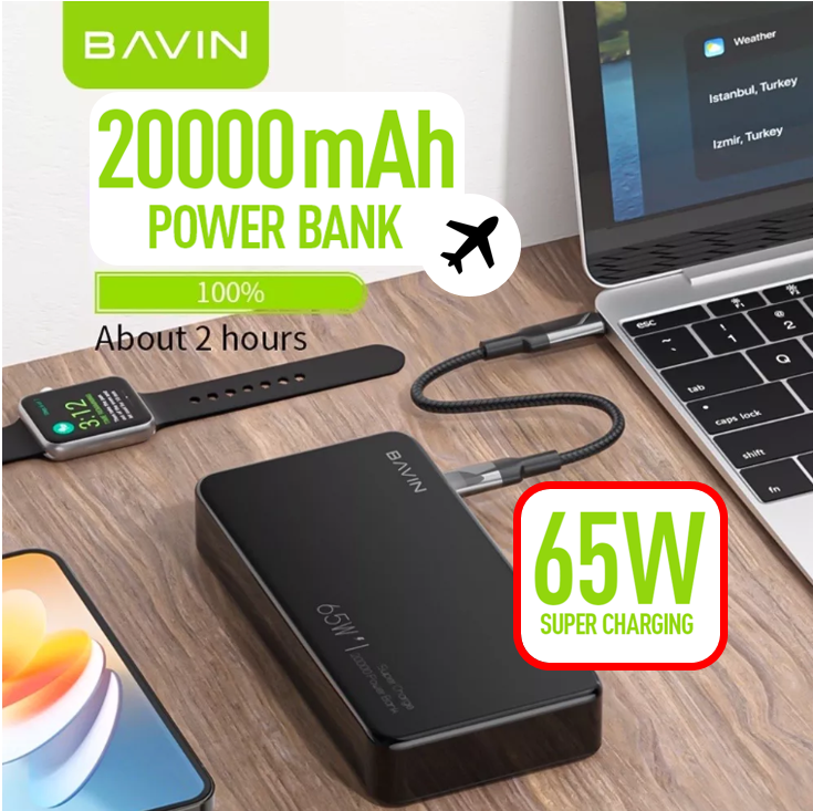 BAVIN REMAX 20000mAh 65W Laptop Power Bank PD 3.0 QC3.0 Fast Charge ...